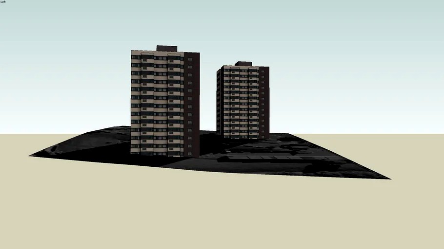 Tower blocks from Harlow Green Area of Gateshead 3d model