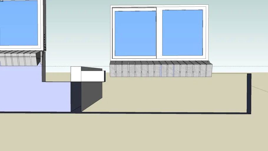 Aluminium sash window with brick sills 3d model