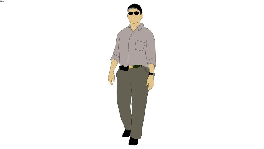 2d man walking wearing shades 3d model