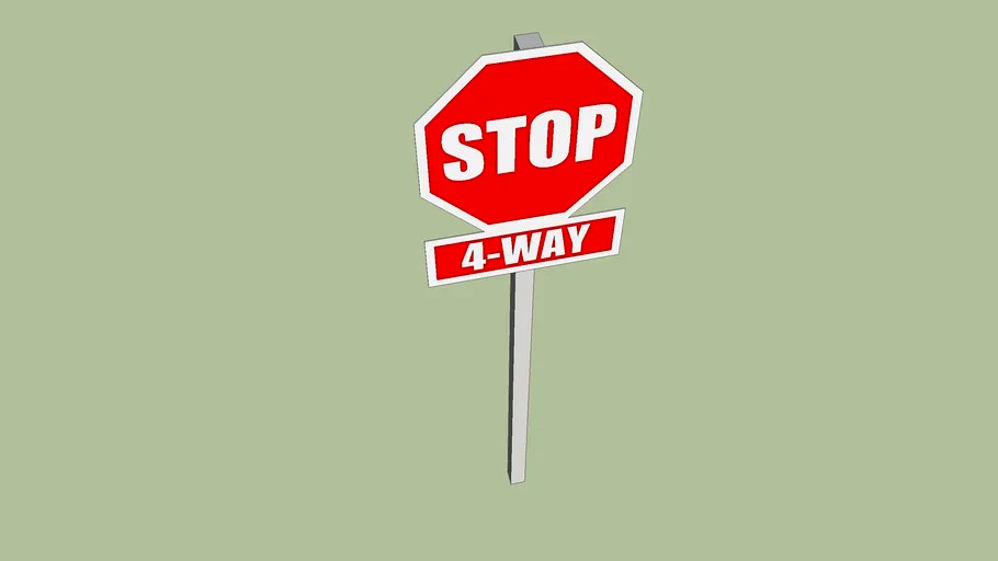 Stop Sign (4 Way) 3d model