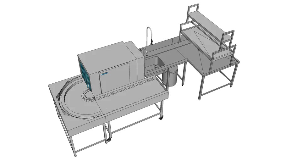 Winterhalter STR 110 R-L 180° exit + sorting table 3d model