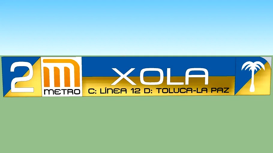 Letrero de la estación Xola 3d model