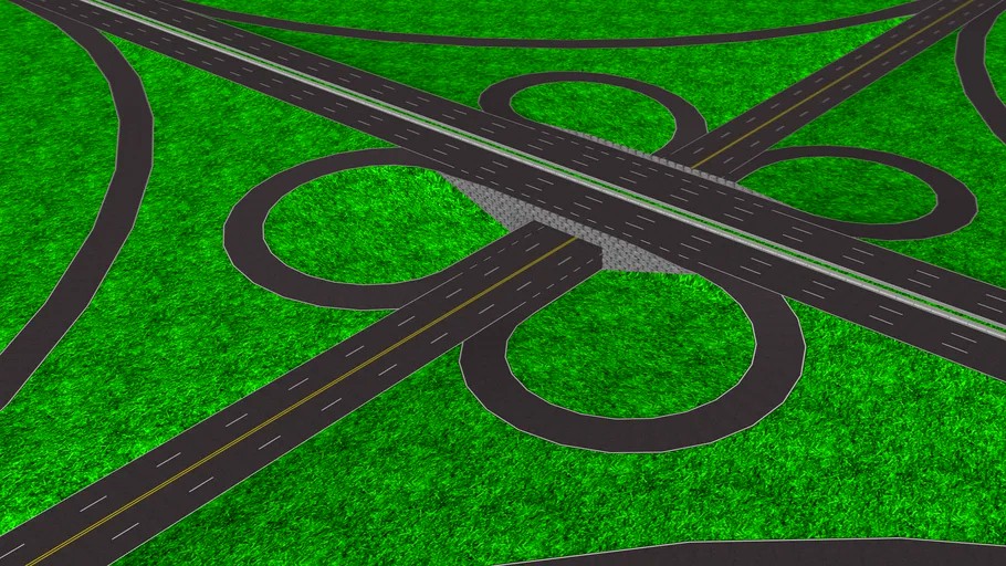 Highway Cloverleaf Interchange 3d model