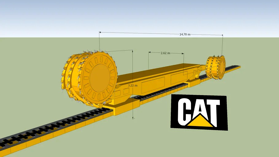 CATERPILLAR Longwall Coal Mining Shearing Machine with track 3d model