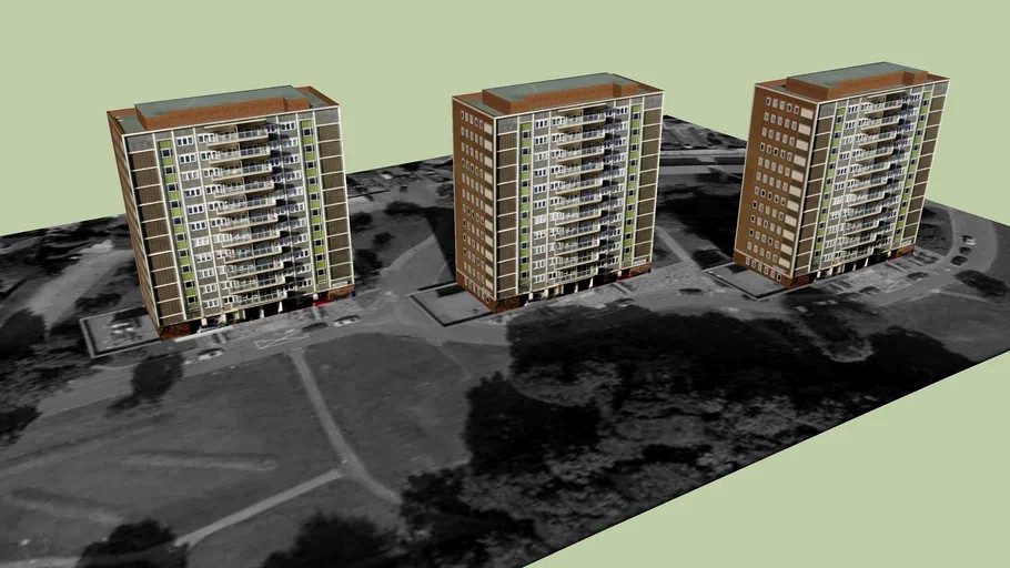 Tower blocks, Birmingham 3d model