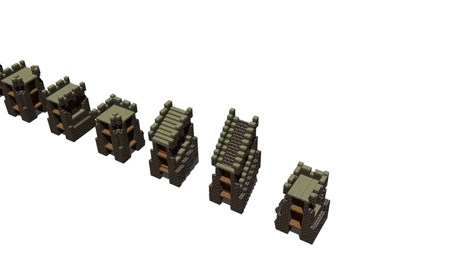 Minecraft Plan: Walls Segments! 3d model