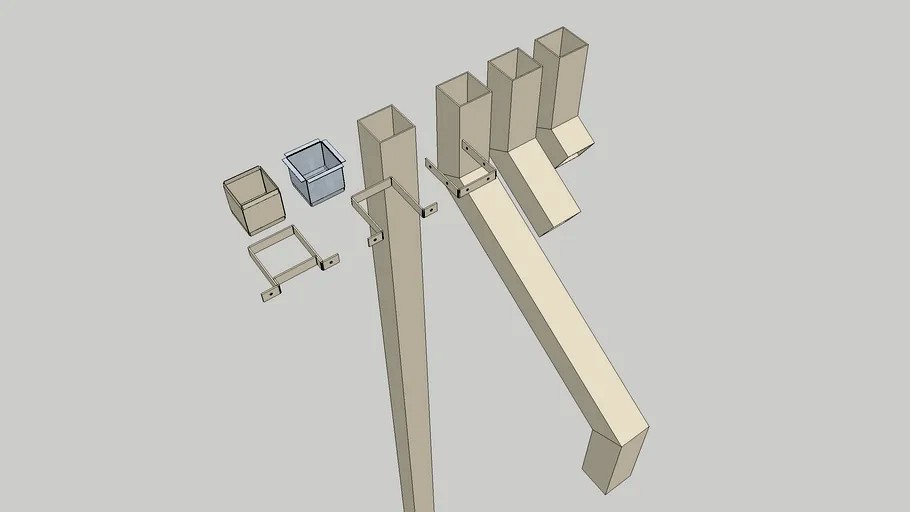 Extruded Square Downspouts - 4x4 3d model