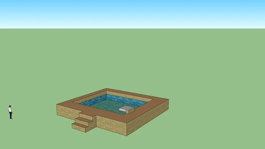 Swimming Pool + Steps And Board 3d model