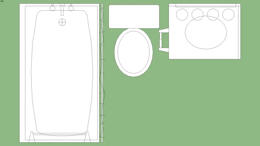 2D Bathroom Set 3d model
