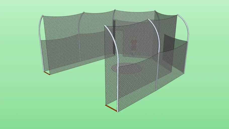 High School Discus Cage with Rear Entry 3d model