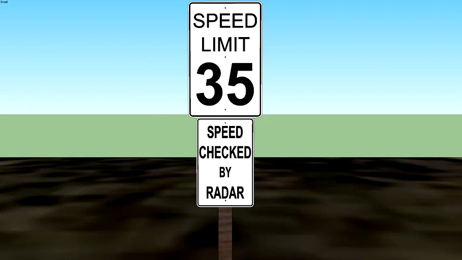 Traffic Sign - Speed Limit 35 and Radar Enforced 3d model