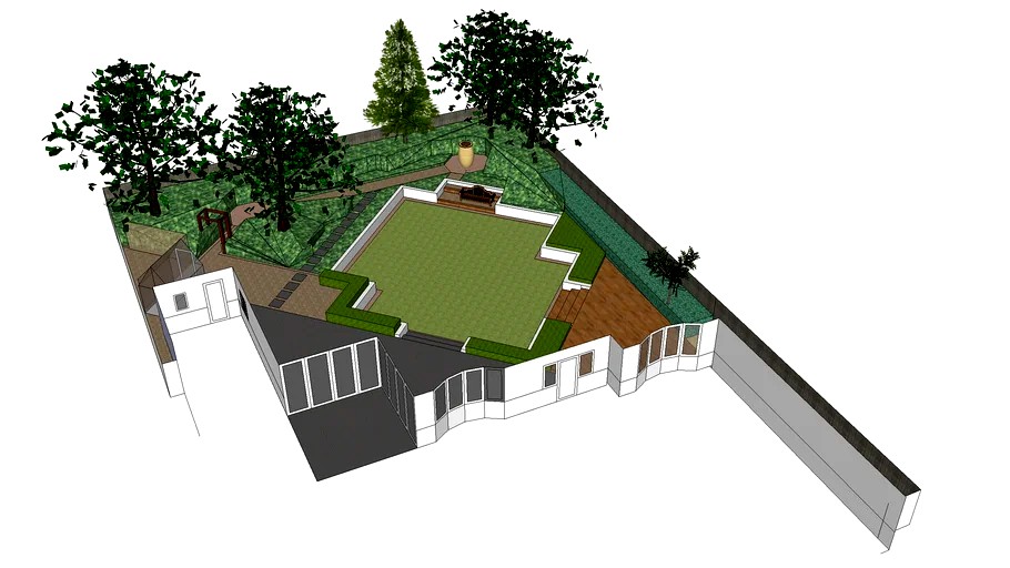 Sunken garden design by Mike Bradley 3d model