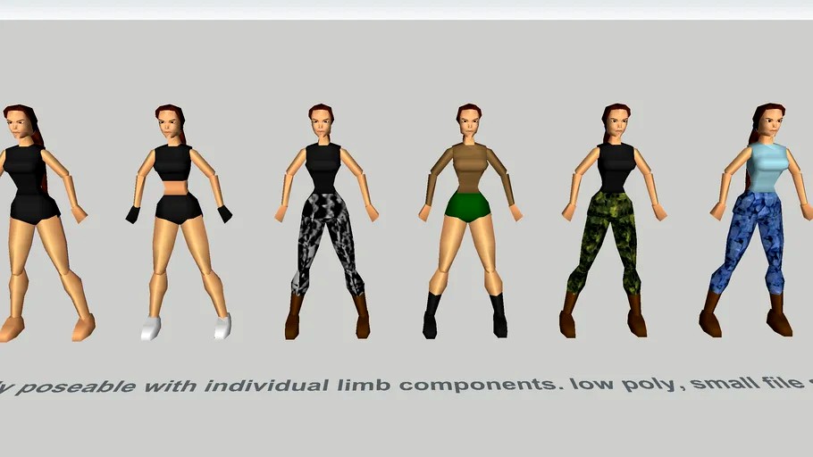 1:1 scale Lara Croft poseable actors 3d model