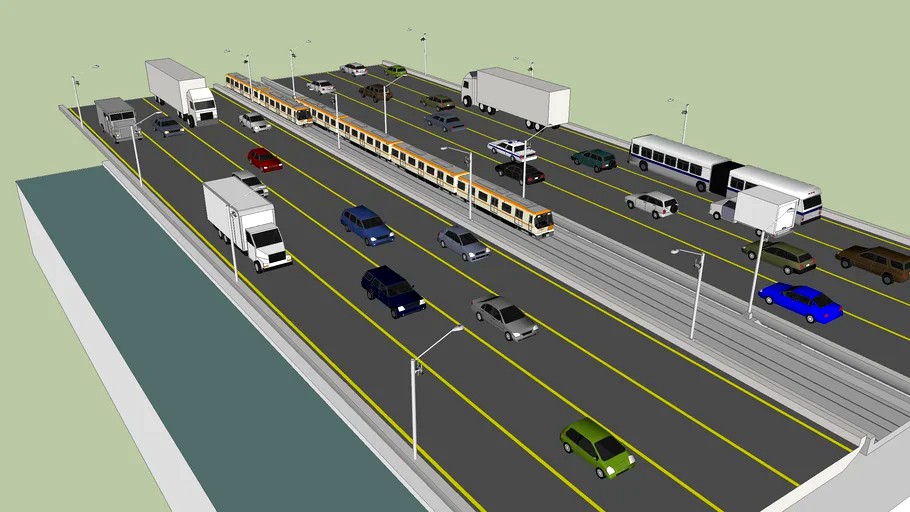 Raised freeway/ Highway section 3d model
