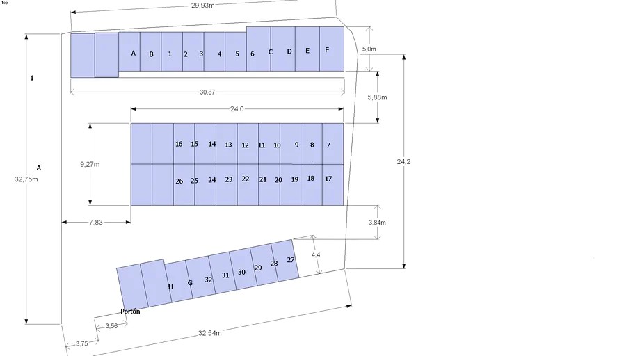 diseño de un parqueo en un terreno irregular 3d model