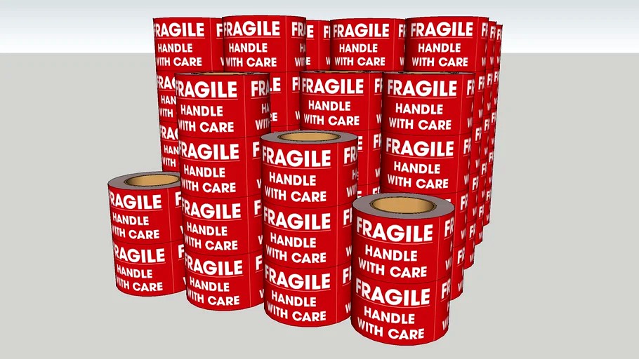 Uline Fragile Handle with Care Labels 3d model
