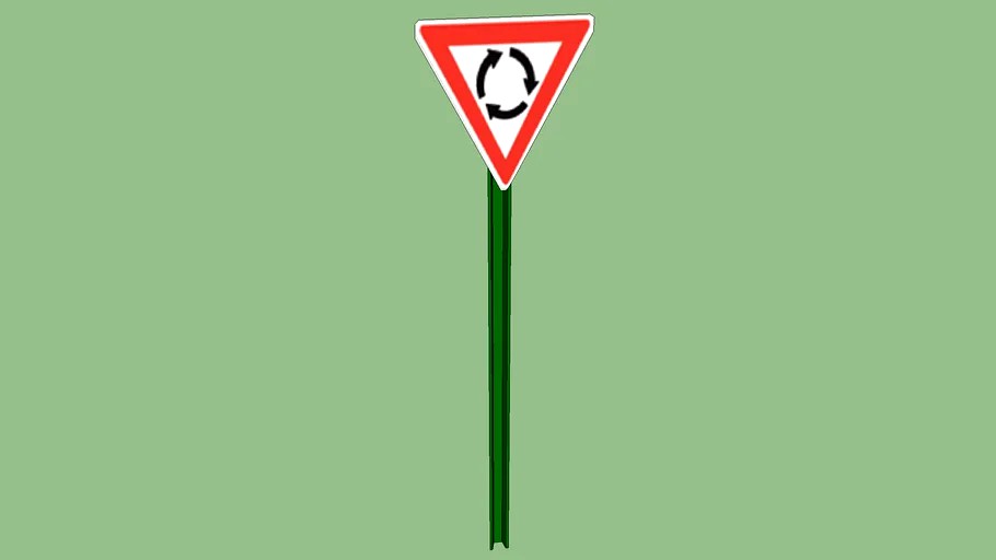 Roundabout Give way sign 3d model