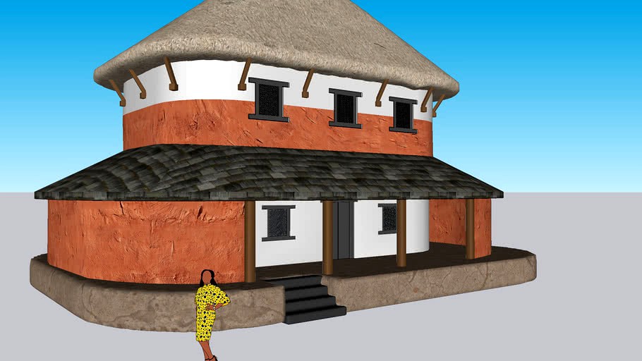 Traditional Nepali Round House 3d model