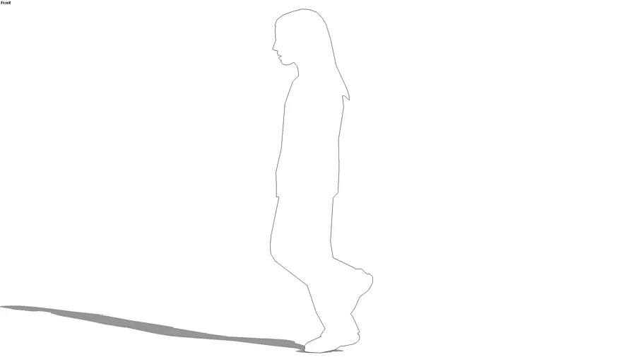 2d silhouette girl, side view 3d model