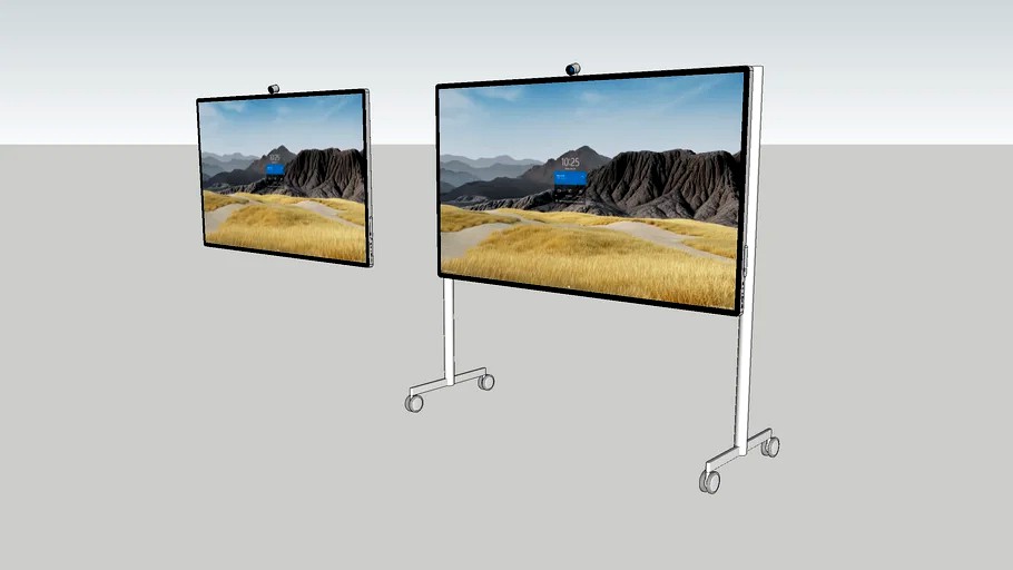 Microsoft Surface Hub 2S 85 inch on mobile stand 3d model