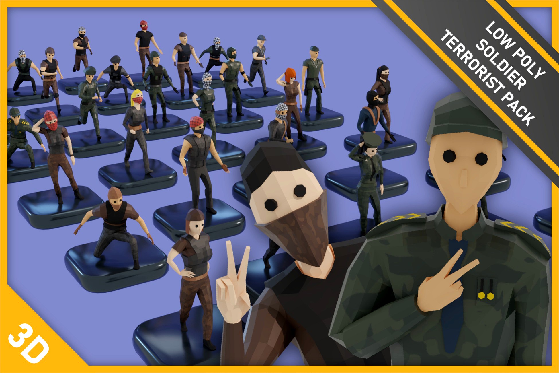 Low Poly Military Characters 3d model