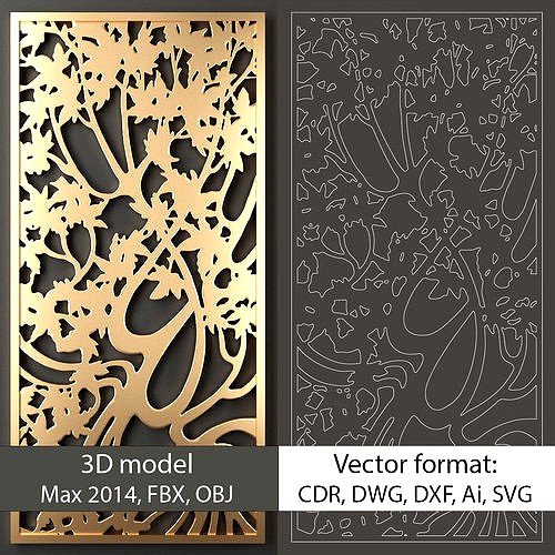 Decorative panel 36 model and vector 3d