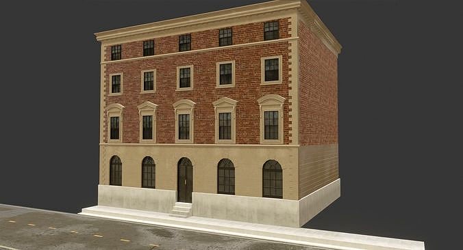 Modular Brick Building 3d model