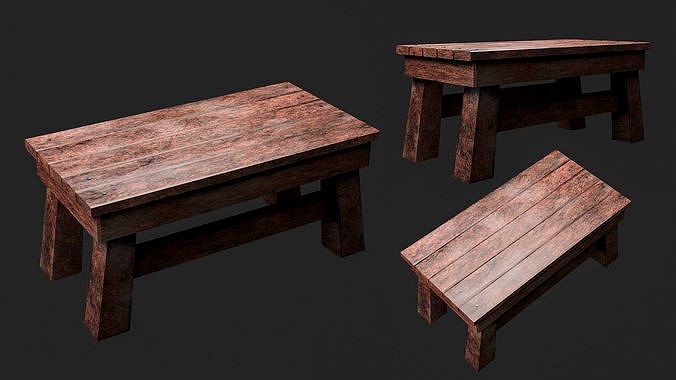 Wooden Table Low Poly 3d model