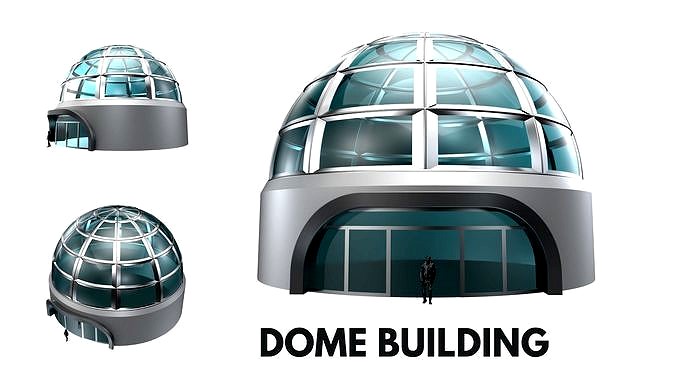 Architectural Dome Building Rectangular Divisions Structure 3d model