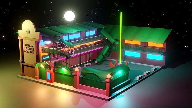 School 3D model poly