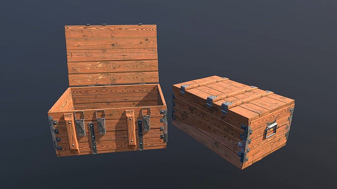 Wooden Box Animated PBR 3d model