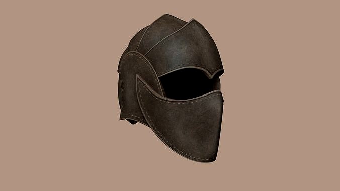 Leather Scales Medieval Helmet - Character Design 3d model