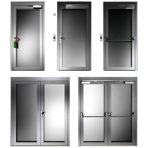 Metal swing fire doors 3d model