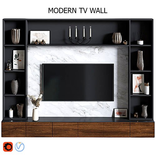 tv wall 10 3d model
