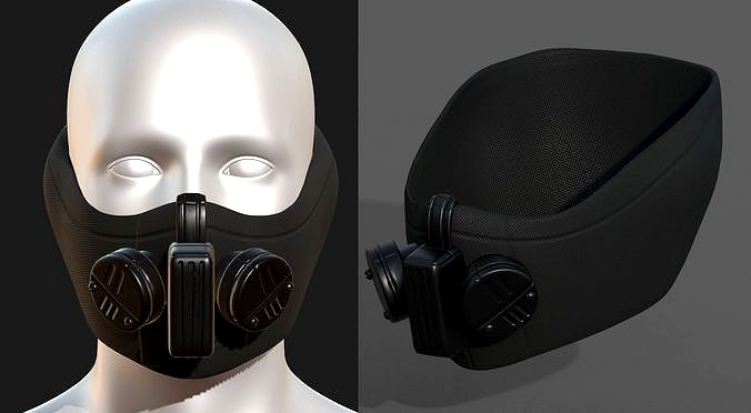 Gas mask respirator PBR textures low poly 3d model