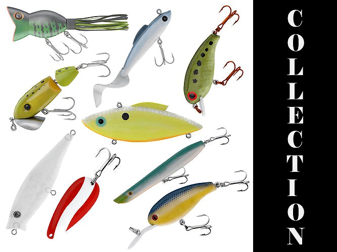9 Fishing Lures Collection 3d model