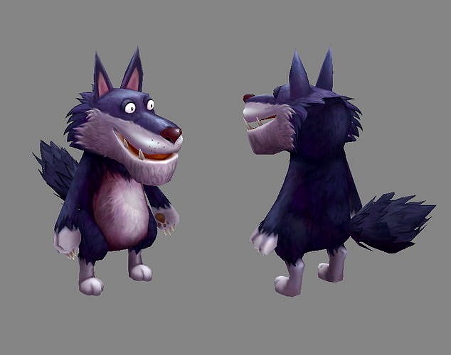 Cartoon big bad wolf 3d model