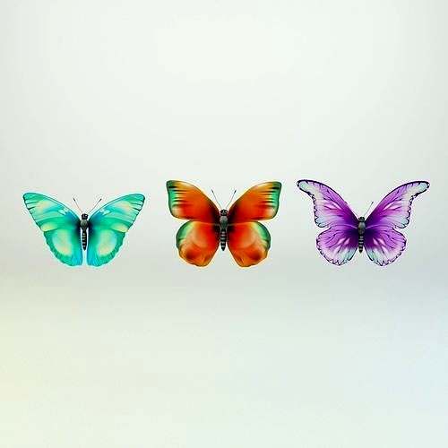 Cartoon Butterfly Low-poly 3D model