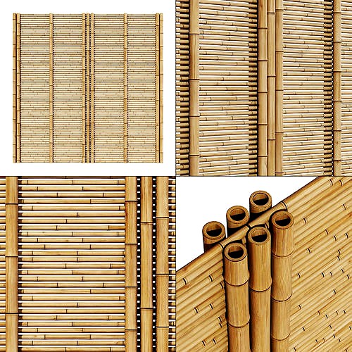 Bamboo branch wall panel 3d model