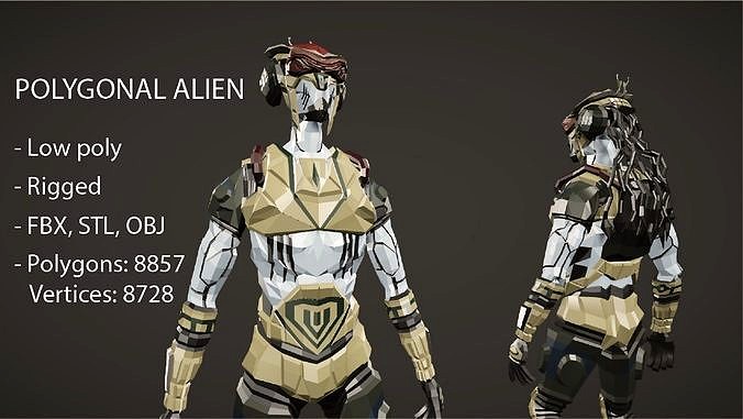 Alien Low-Poly Model 3d