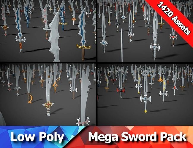 Modular Swords Mega Pack - 1200 Swords And 220 Sword Components 3d model
