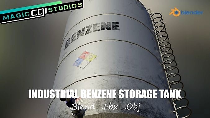 Industrial Benzene Storage Tank 3d model