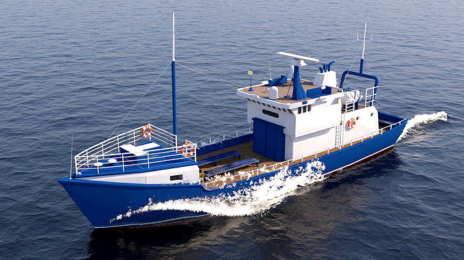Fishing Boat Ship Tourist Trawler Gameready VR 3d model
