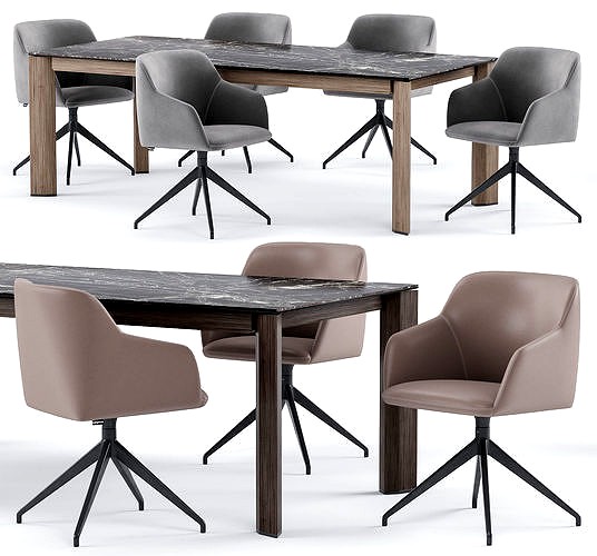 Elle chair with Delta table - Calligaris 3d model