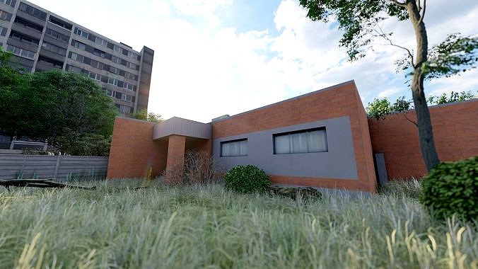 Soviet Utility Brick Buildings 3d model
