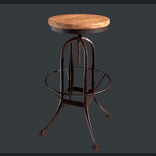 Steampunk Bar stool - VR AR lowpoly Game Ready model 3d