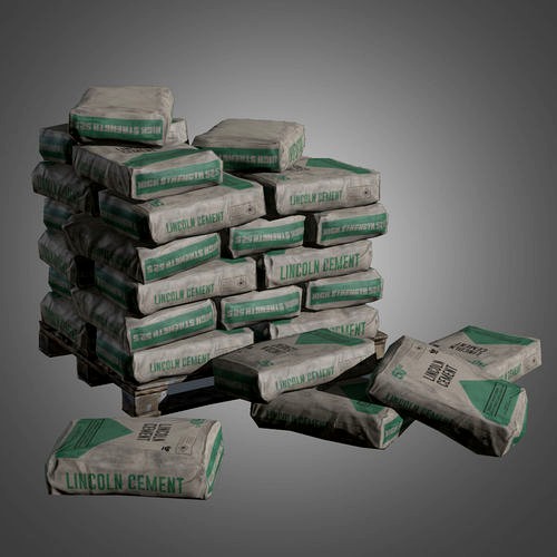 GEN - Cement Bag Stack - PBR Game Ready 3d model