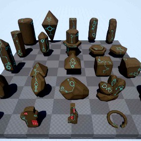 Stylized alien runic ruins 3d model
