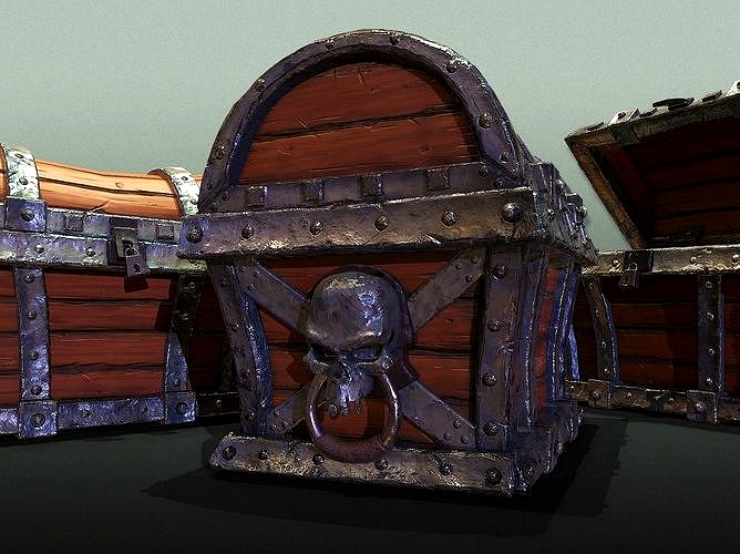 Skeleton Treasure Chest - Game Ready 3d model
