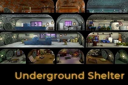 Underground Shelter Low Poly Assets 3d model
